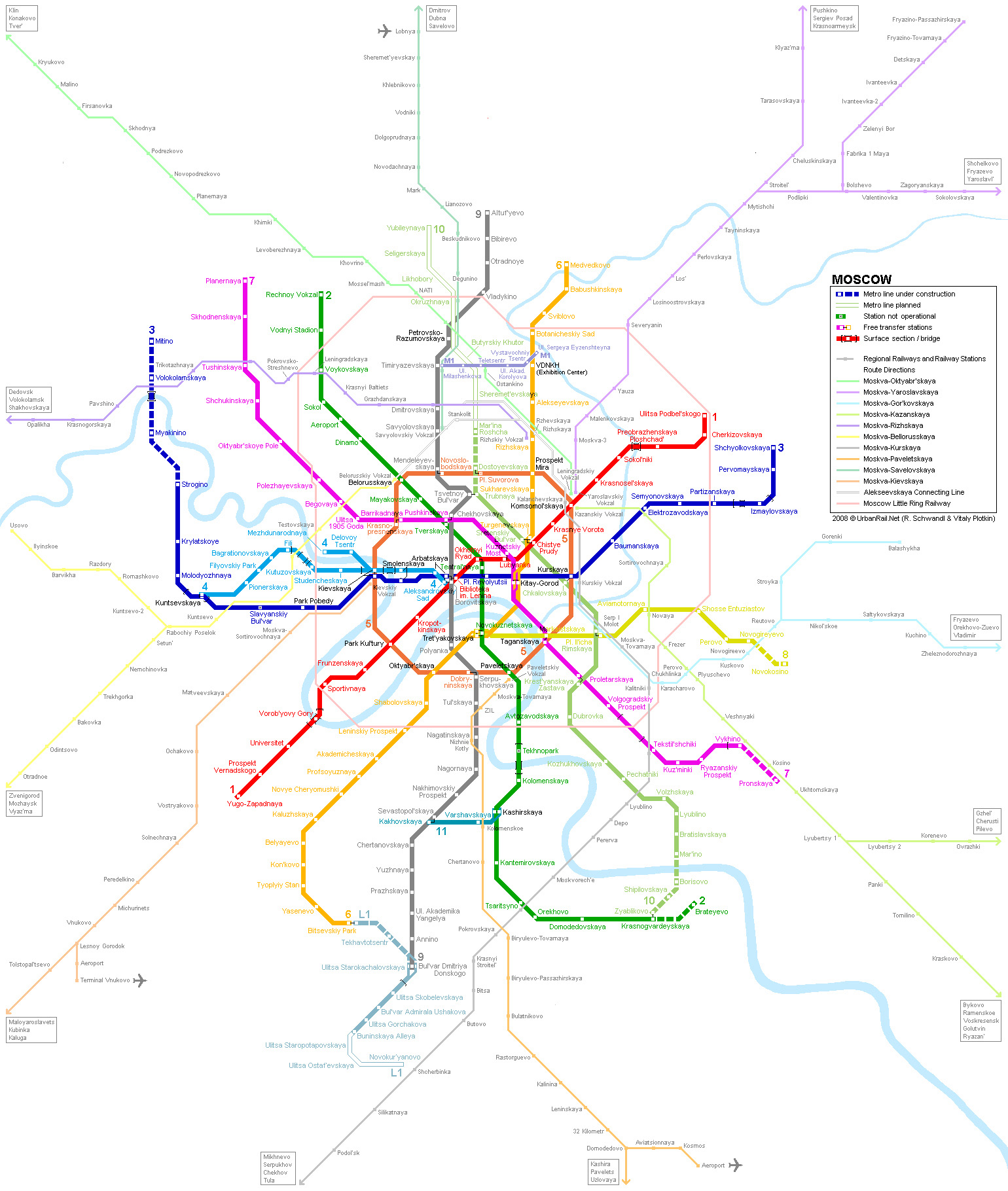 Большая подробная карта метрополитена Москвы (Россия). Москва (Россия ...